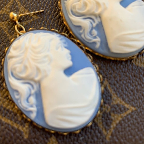 Nicola Bathie | Jewelry | Nicola Bathie Blue Cameo Earrings | Poshmark